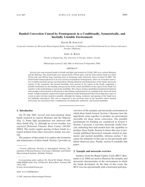Pdf Banded Convection Caused By Frontogenesis In A Conditionally Symmetrically And