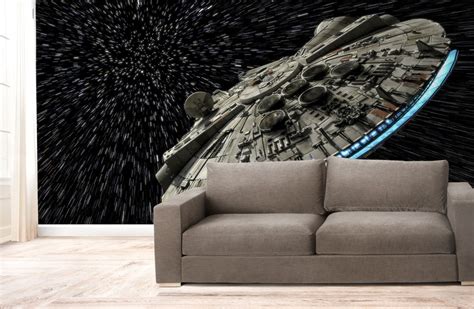 Star Wars Millennium Falcon Wall Mural Sci Fi Peel And Stick
