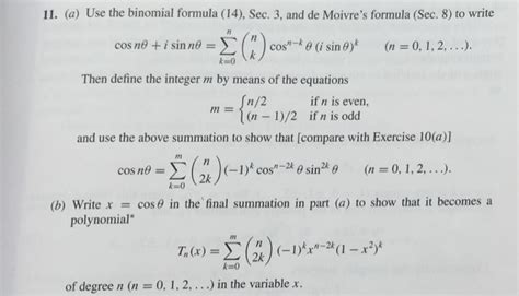 Solved Use The Binomial Formula 14 Sec 3 And De Chegg Com