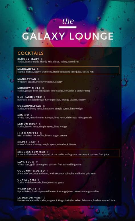Sample Night Club Menu Design Template By Musthavemenus