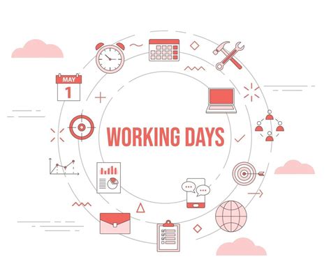 Working Days Concept With Icon Set Template Banner And Circle Round Shape 5237367 Vector Art At