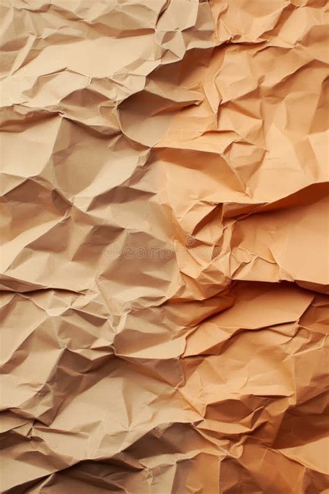 Beige Crumpled Paper Texture Background Gradient Lighting Full Frame Abstract Design Element