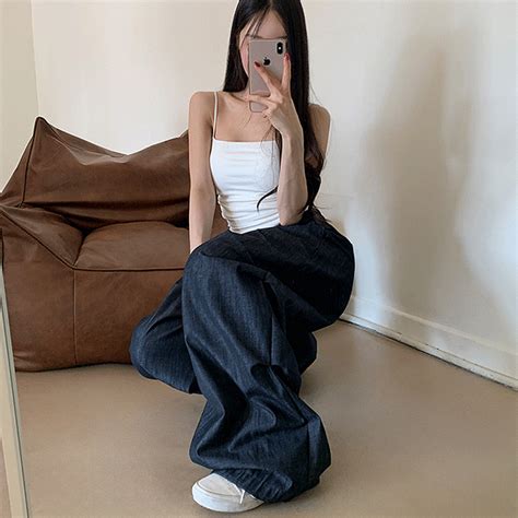 3xl남녀공용빅사이즈오버핏통통트레이닝츄리닝 트렌디 데님 밴딩 박시핏 와이드 스트링 팬츠 Pt 에이블리