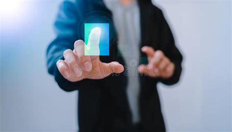 Southeast Asian Male Using An Electronic Fingerprint On A 3d Rendered