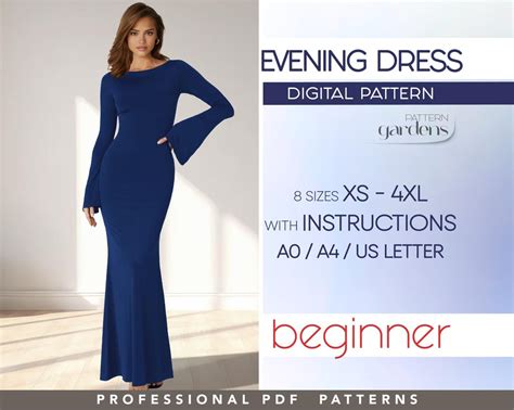 Formal Dress Pattern For Beginners Easy Evening Dress Pdf Sewing