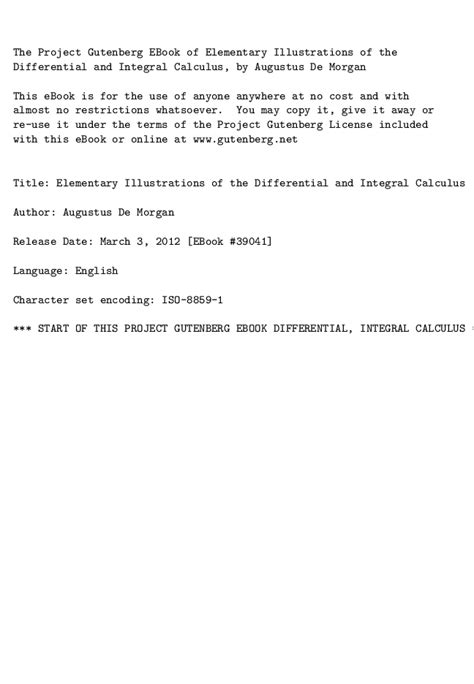 Elementary Illustrations Of The Differential And Integral Calculus