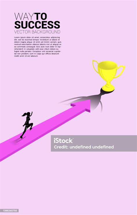 Arrow에서 달리는 사업가의 실루엣이 황금 트로피로 이동합니다 사업 방향과 미션 비전을 위한 개념 개념에 대한 스톡 벡터 아트 및 기타 이미지 Istock