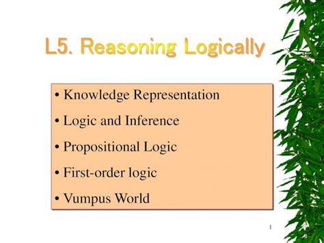 Pdf Knowledge Representation • Logic And Inference · Eg A Logic