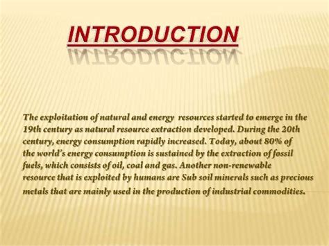 Exploitation Of Natural And Energy Resources