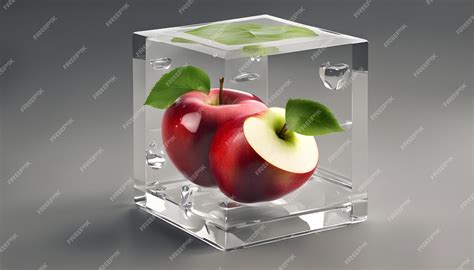 Premium Photo An Apple Cube With A Green Leaf On It And A Red Apple