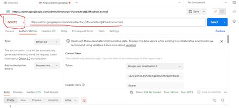 Postman API Call Request To Deactivate The Google Workspace Help
