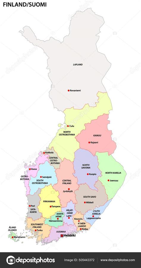 Administrative Political Vector Map Regions Finland Stock Vector By