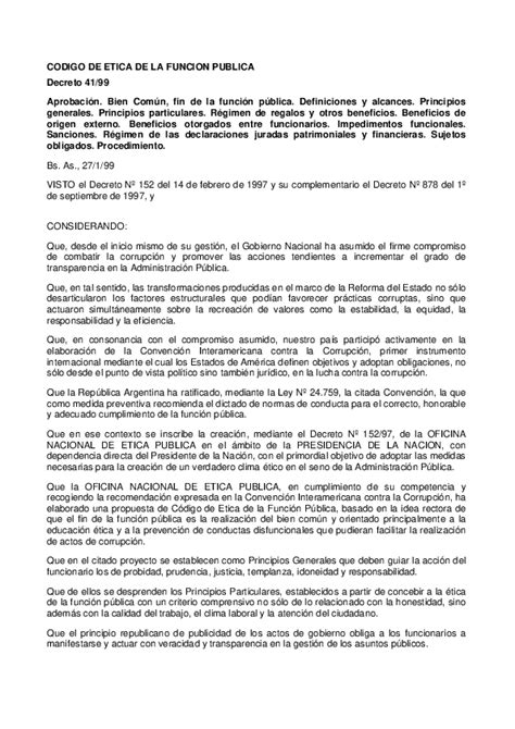 Pdf Codigo De Etica De La Funcion Publica Eduardo Alvarez