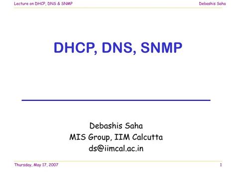 PPT DHCP DNS SNMP PowerPoint Presentation Free Download ID 439845