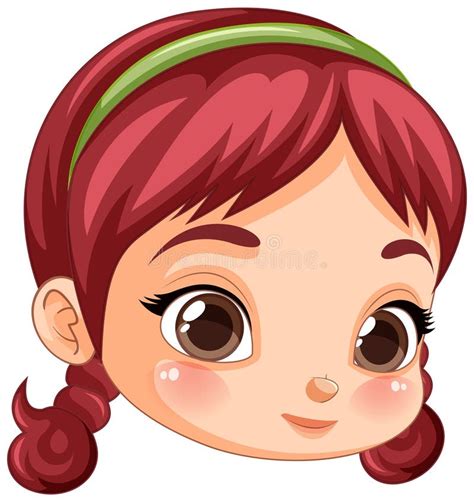 Cute Girl Head With Red Hair Colour Stock Vector Illustration Of