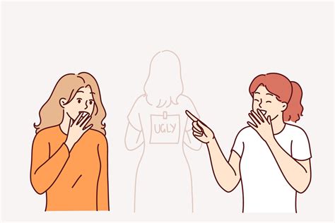 Girls Laugh At Classmate With Ugly Written On Back For Concept Of