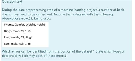 Solved During The Data Preprocessing Step Of A Machine Chegg