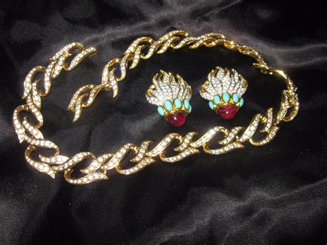 Vintage Elizabeth Taylor Eternal Flame Necklace And Earring Set 1993