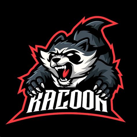 Raccoon Maskot Logo E Sport Raccoon Maskot Logo Spiel Premium Vektor