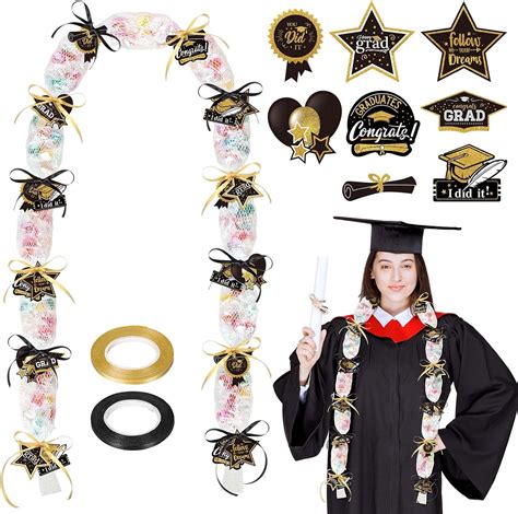 Whaline Graduation Candy Lei Making Kit 328ft Black Gold