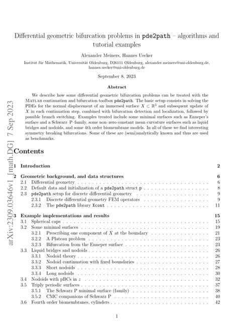 Pdf Differential Geometric Bifurcation Problems In Pde Path
