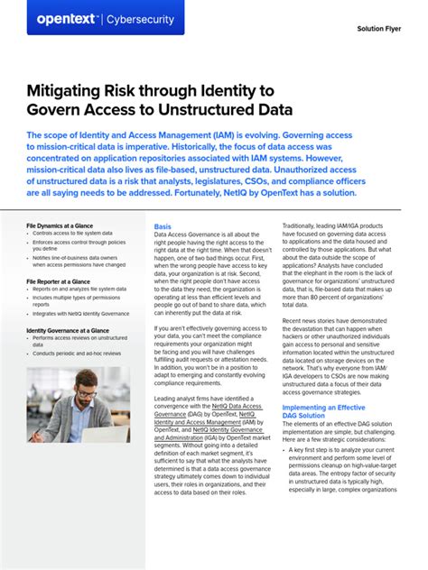 Mitigating Risk Through Identity To Govern Access To Unstructured Data