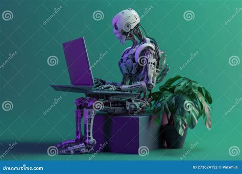 Robot With Computer New Technologies Artificial Intelligence GPT