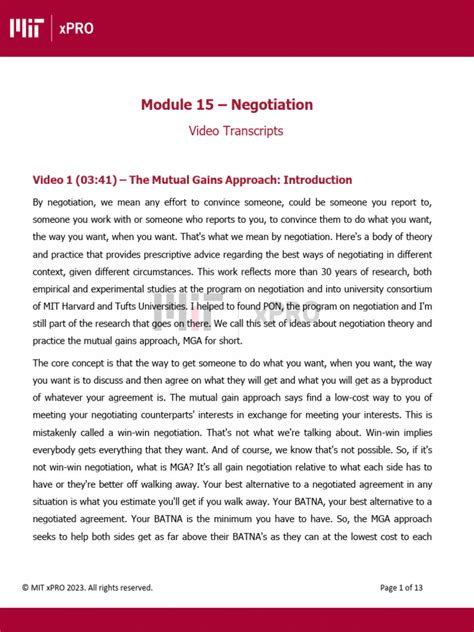 Module 15 Transcripts Pdf Negotiation