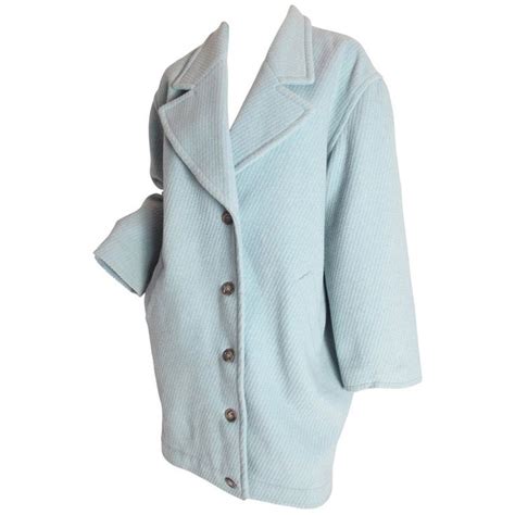 Krizia Oversized Mint Wool Coat Wool Coat Leopard Print Coat Wool