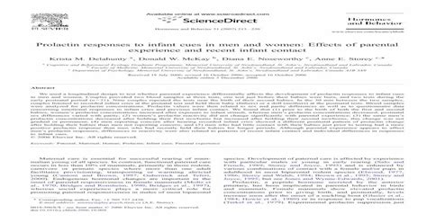 Prolactin Responses To Infant Cues In Men And Women Effects Of