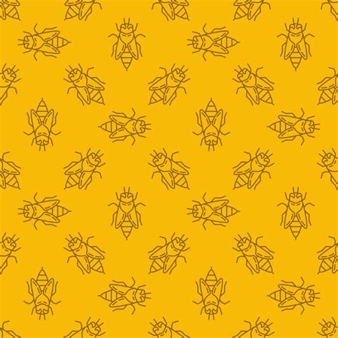 Premium Vector Bee Yellow Linear Vector Seamless Pattern Or Background