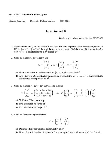 math0047 exercise set b math 0047 advanced linear algebra isidoros