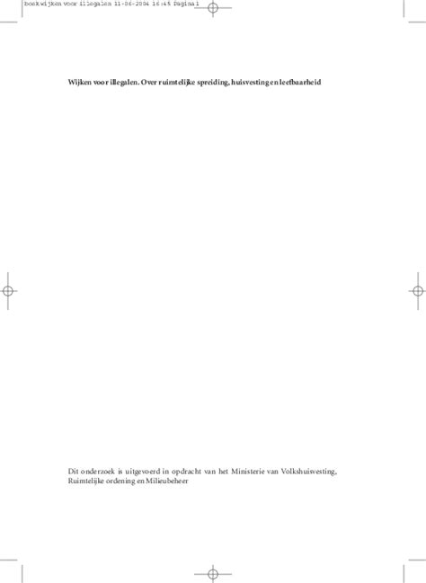 Pdf Wijken Voor Illegalenover Ruimtelijke Spreiding Huisvesting En
