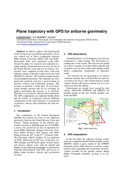 Pdf Plane Trajectory With Gps For Airborne Gravimetry