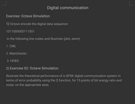Digital Communication Exercise Octave Simulation 1