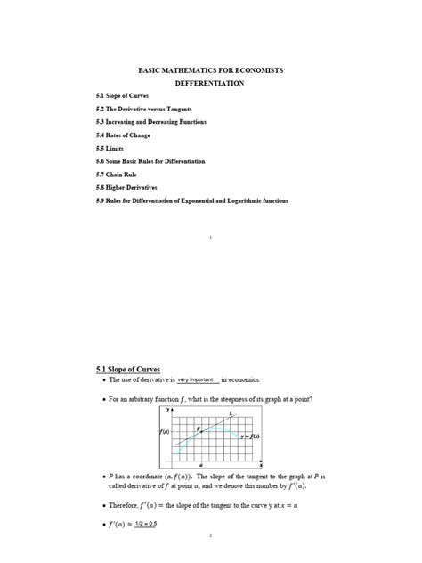Week 5 Lecture Notes Pdf Slope Derivative