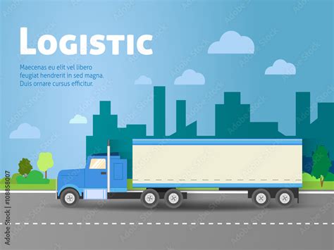 Design For Banner Truck Color Flat Icons Dump Truck Tank Gasoline