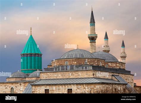 Skyline Of Konya With The Green Dome Of The Mausoleum Of Mevlana Rumi