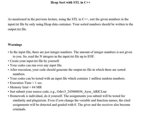 Solved Heap Sort With STL In C As Mentioned In The Chegg Com