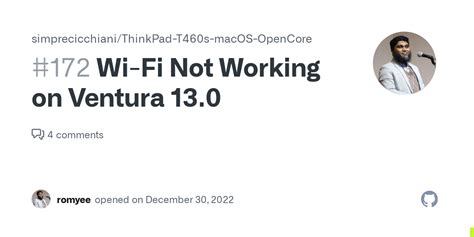 Wi Fi Not Working On Ventura Issue Simprecicchiani ThinkPad T S MacOS OpenCore