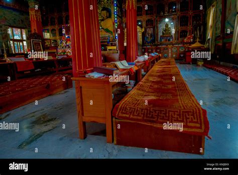 Pokhara Nepal October 06 2017 Indoor View Of Prayer Place Inside Of