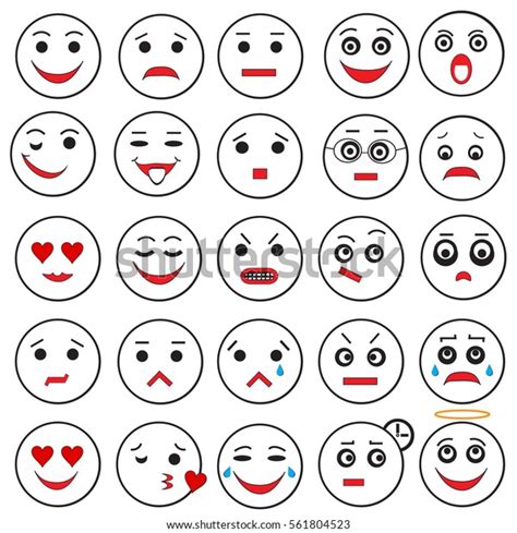 Set Outline Emoji Icons Isolated On Stock Vector Royalty Free