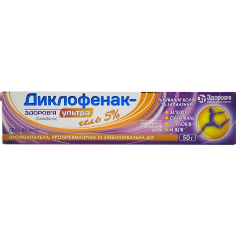 Диклофенак-Здоровье Ультра гель 5% туба 50 г - инструкция, купить по ...