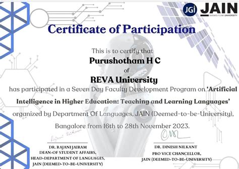 Purushotham H C On Linkedin Jainuniversity