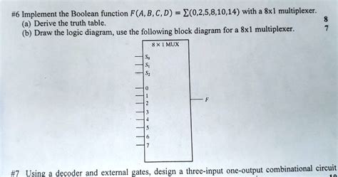 6 Implement The Boolean Function F A B C D 0 2 5 8 10 14