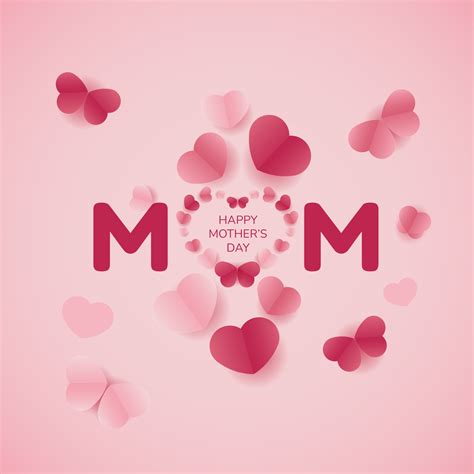 Love You Mom Heart Card For Mothers Day With Pink Origami Heart