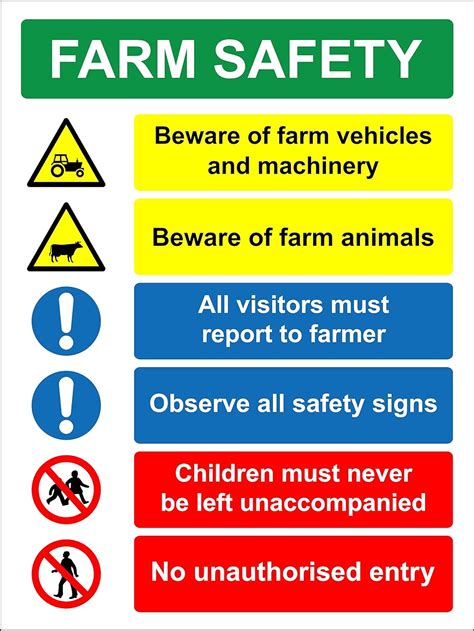 Farm Safety Multi Hazard Safety Sign 12mm Rigid Plastic