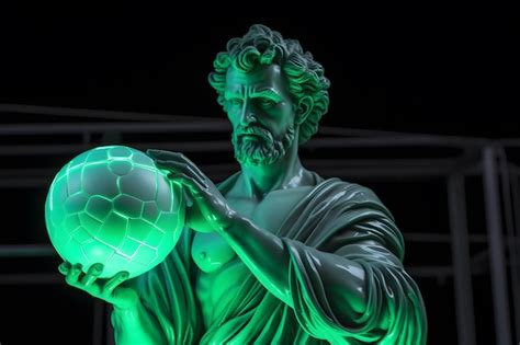 Premium Photo Radiant Elegance Greek God Sculpture Illuminated In Green Light