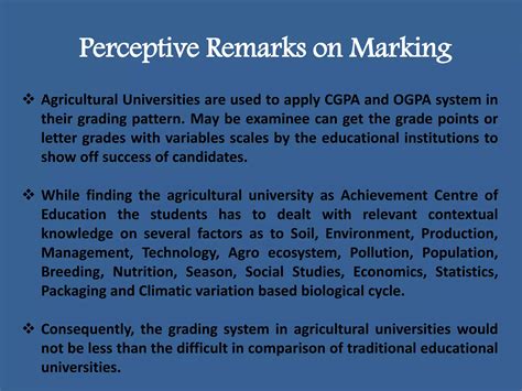 Agriculture Universities And Grading Pattern Ppt