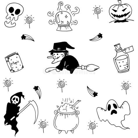 Element Halloween Doodle Hand Draw Stock Vector Illustration Of